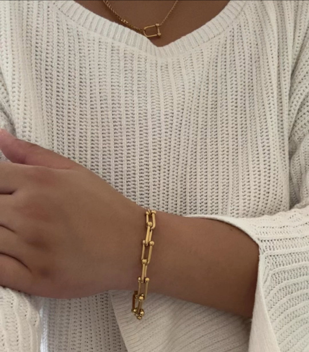 Elba Gold Link Bracelet – Castles and Pastels